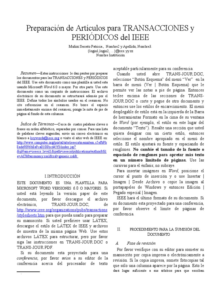 Formato IEEE | PDF | Microsoft Word | Archivo de computadora