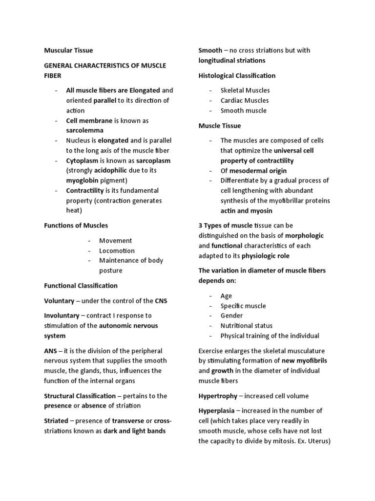 Functional Characteristics Of Muscles
