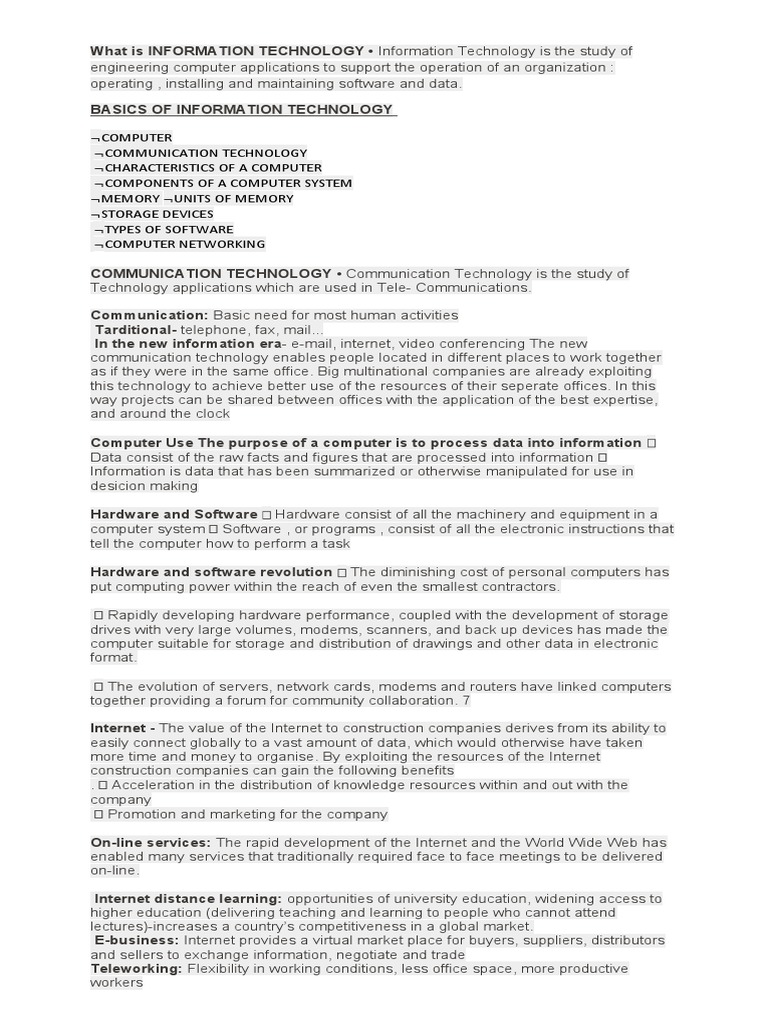 What Is INFORMATION TECHNOLOGY | PDF | Internet | Information Technology