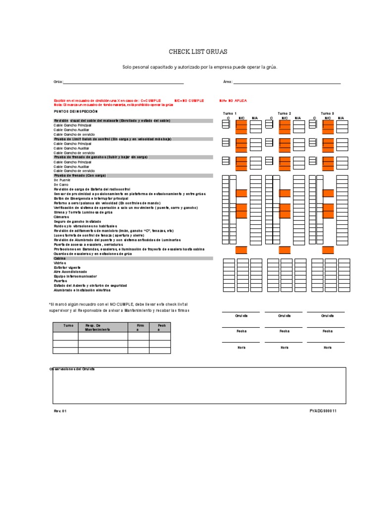 Checklist Grúas | PDF | Vehículos | Science
