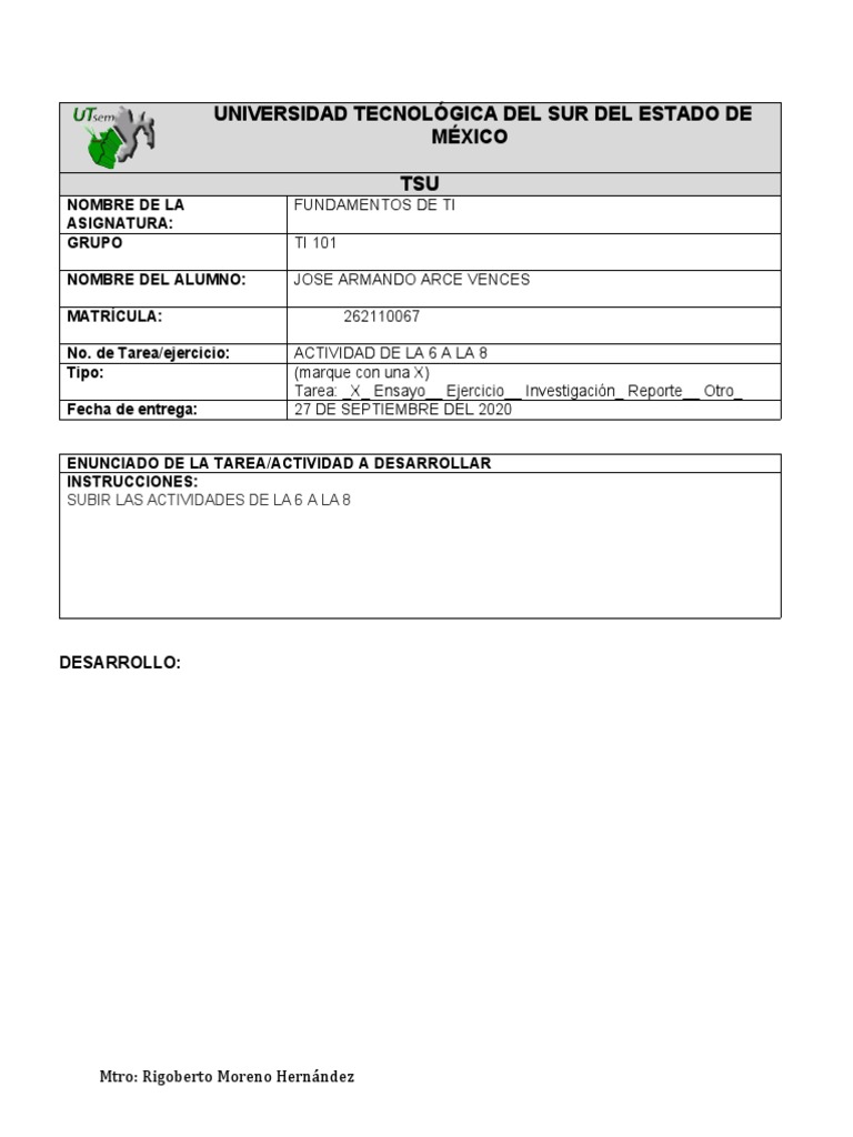 Actividad de La 6 A La 8 | PDF | Internet | HTML