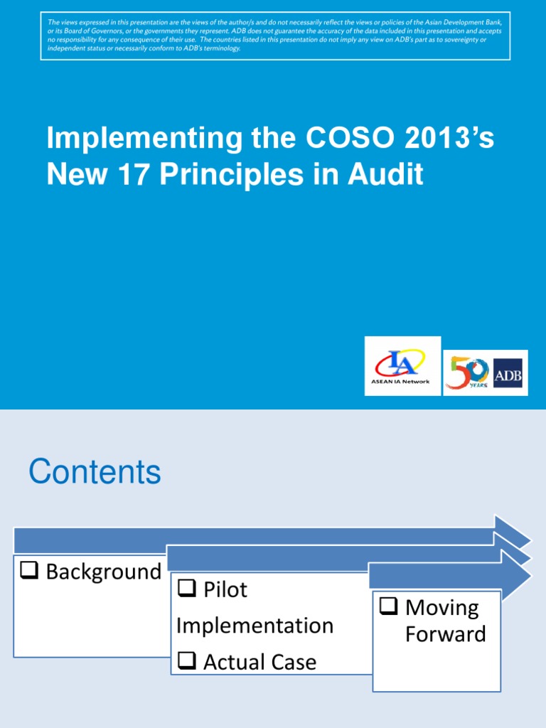 Implementing The COSO 2013's New 17 Principles in Audit | Download Free ...