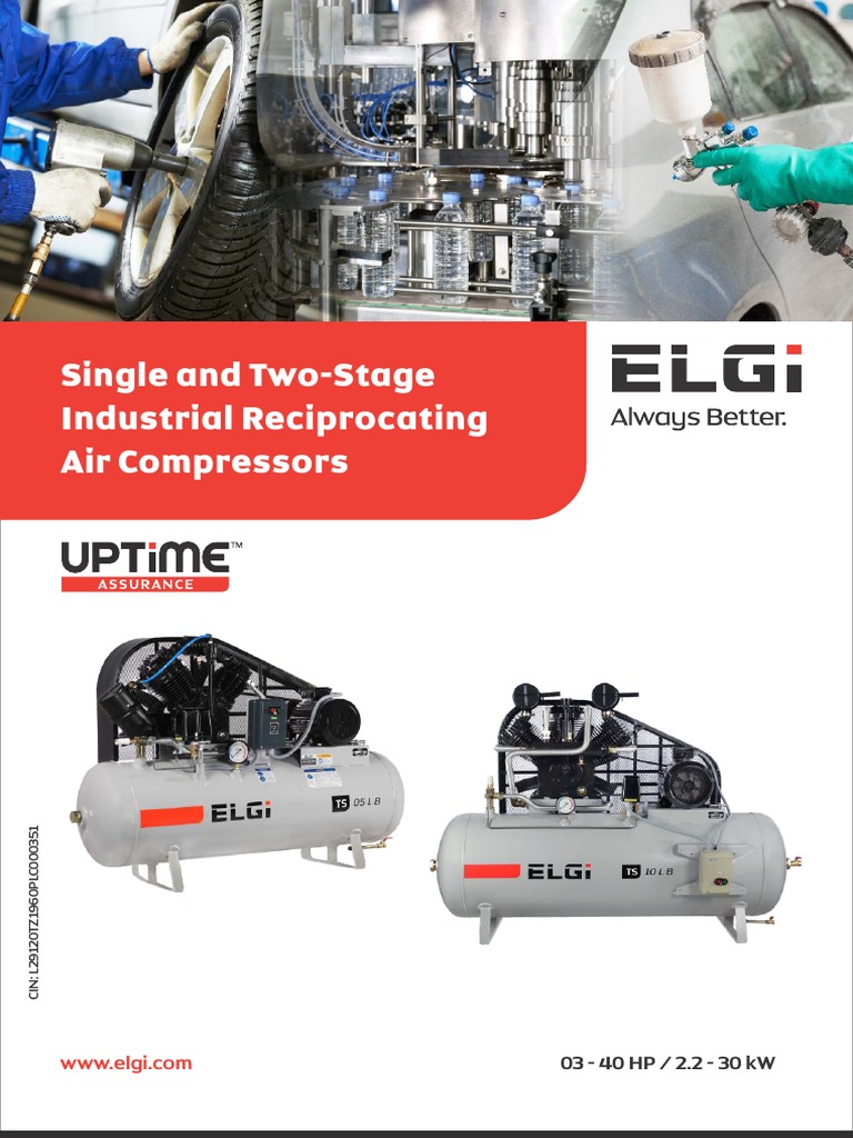 Single and Two-Stage Industrial Reciprocating Air Compressors | PDF ...