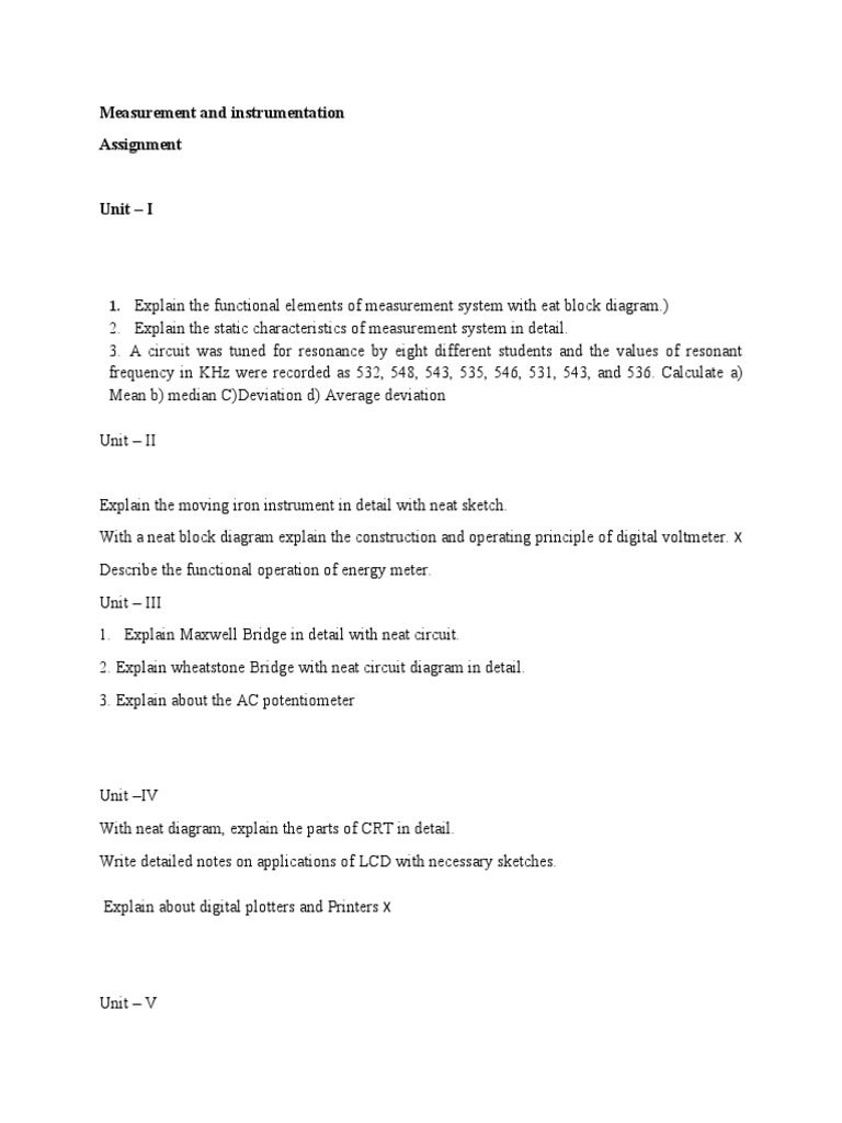 Measurement and Instrumentation Assignment | PDF