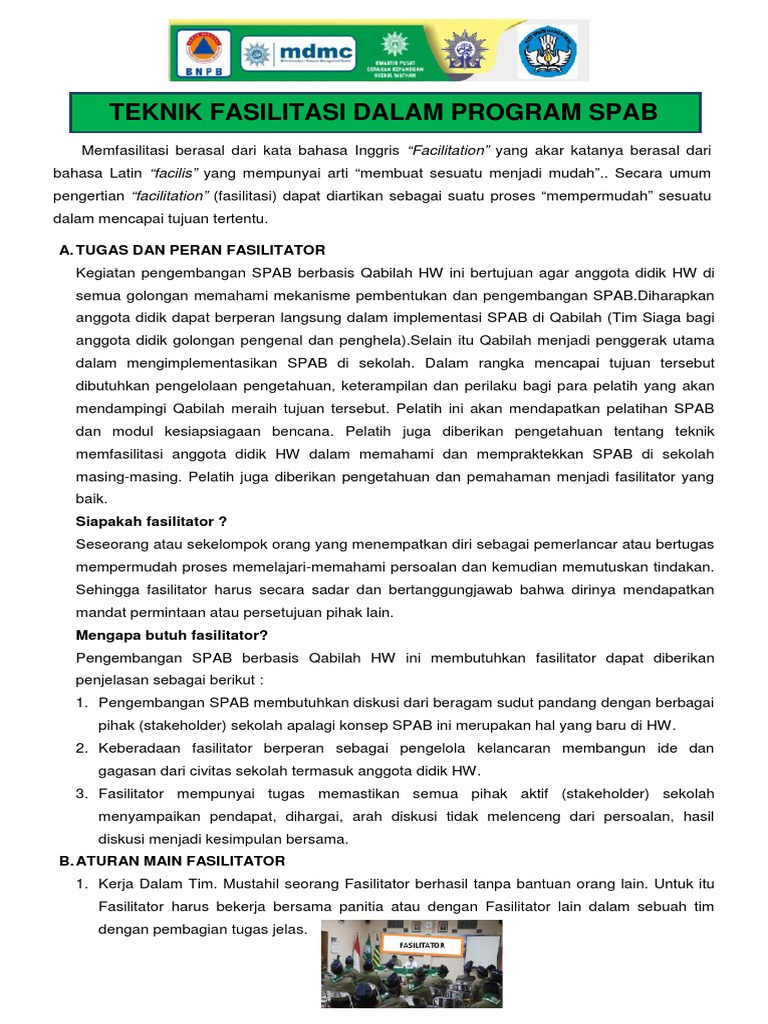 BAB 6 TEKNIK FASILITASI DALAM PROGRAM SPAB Dan Menyusun Rencana Materi ...