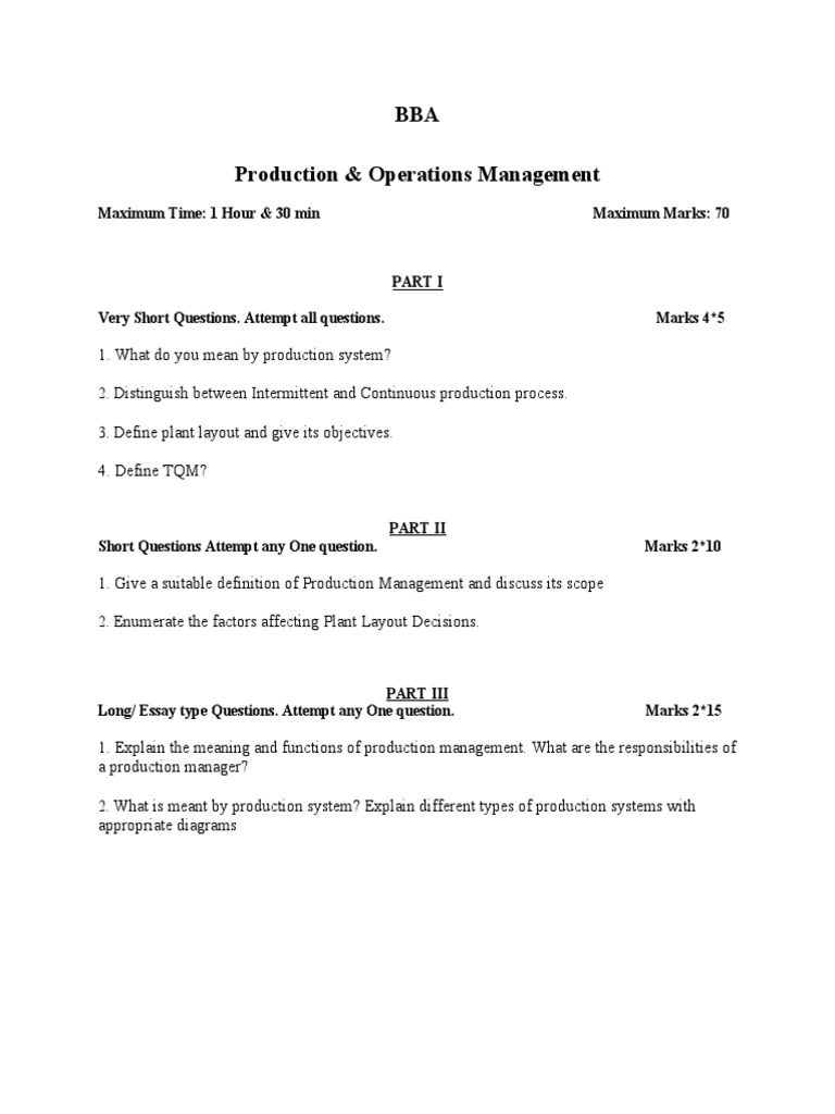 BBA-Production Management | PDF