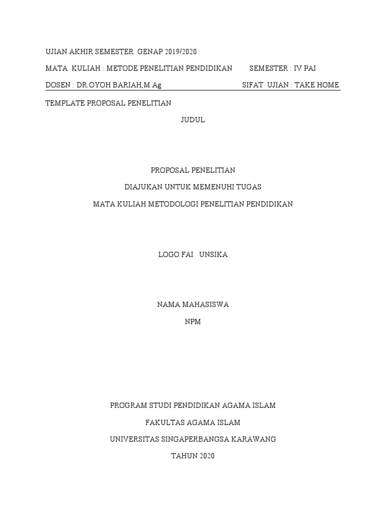 Template Proposal Penelitian (Uas 20) | PDF