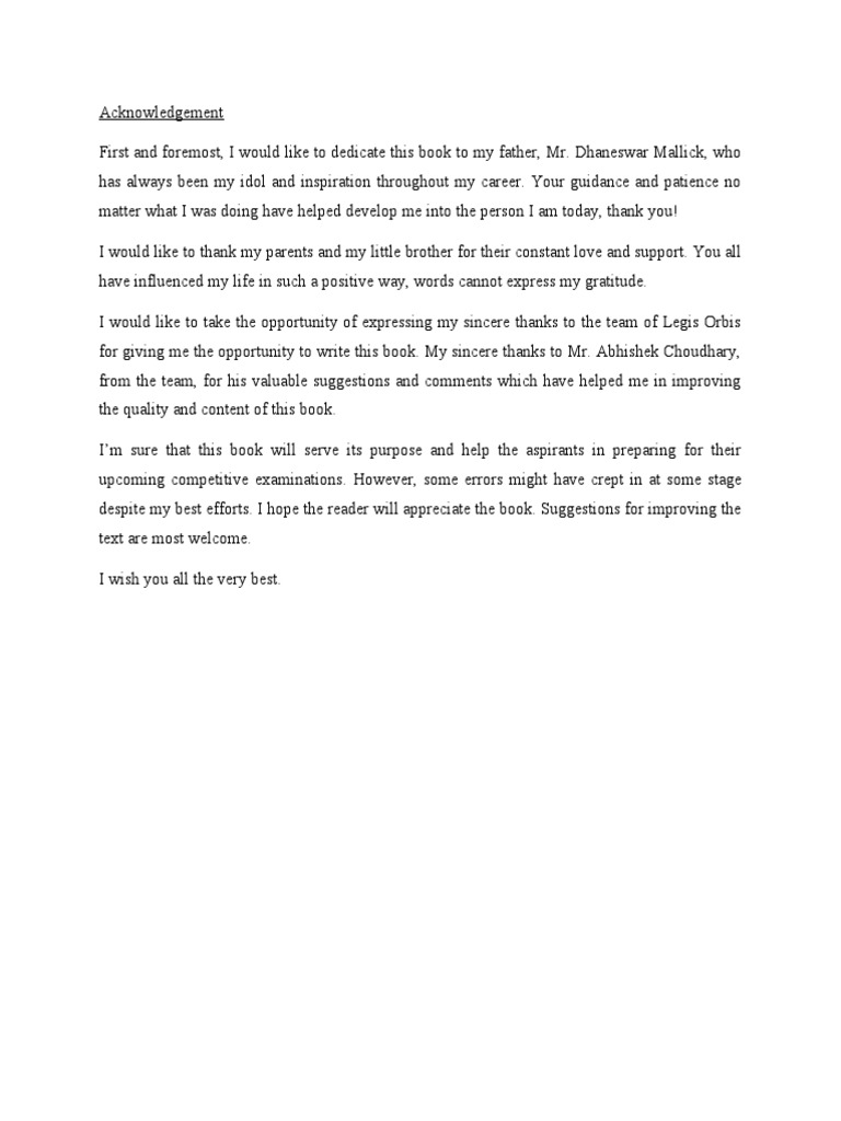 Book Acknowledgement Example | PDF