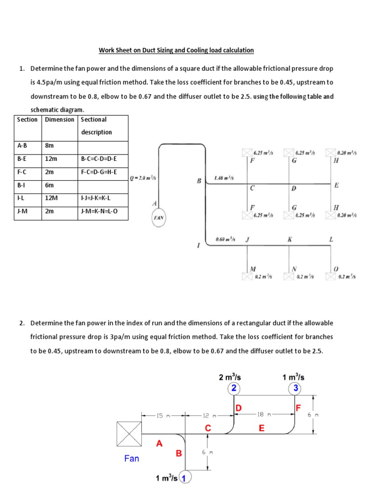 Worksheet For Cooling Load and Duct Sizing | PDF | Air Conditioning ...