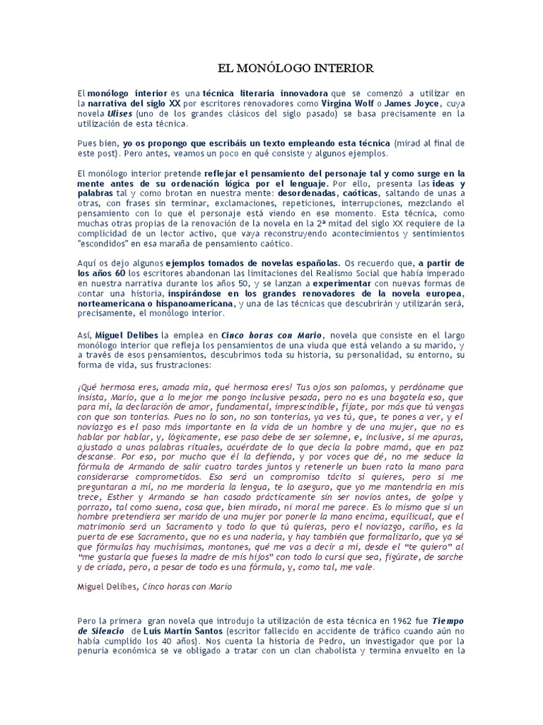 El Monólogo Interior | PDF | James Joyce | Monólogo
