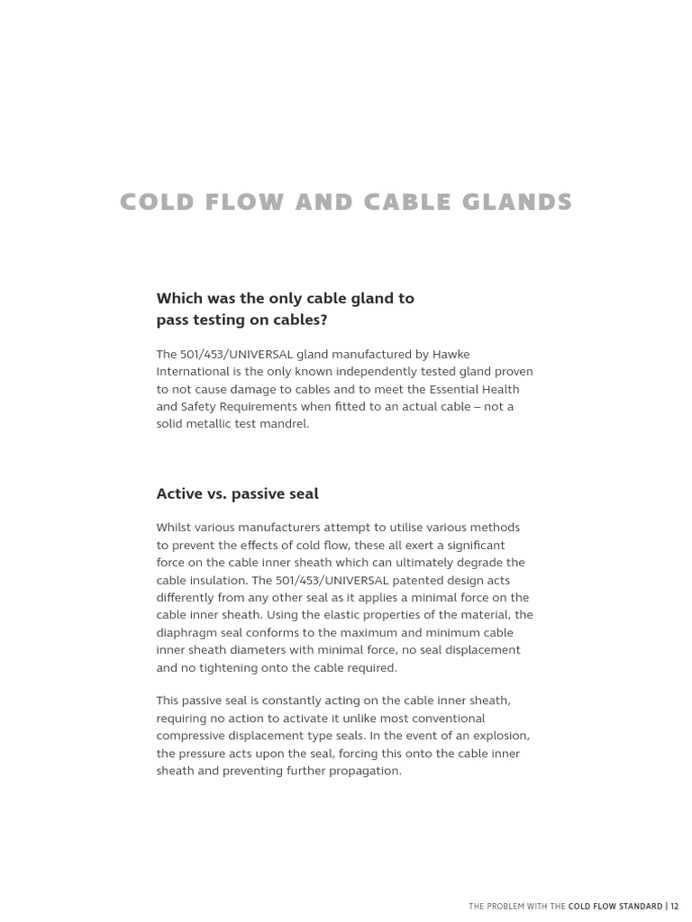Cold Flow and Cable Glands: Which Was The Only Cable Gland To Pass ...