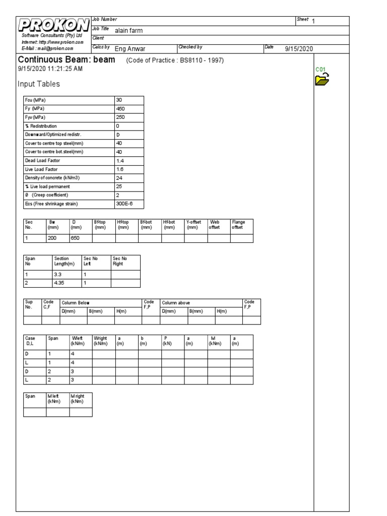Continuous Beam: Beam: Input Tables | PDF | Beam (Structure ...