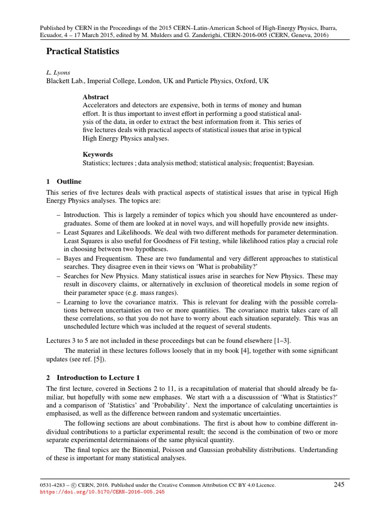 Practical Statistics | PDF | Poisson Distribution | Teaching Mathematics