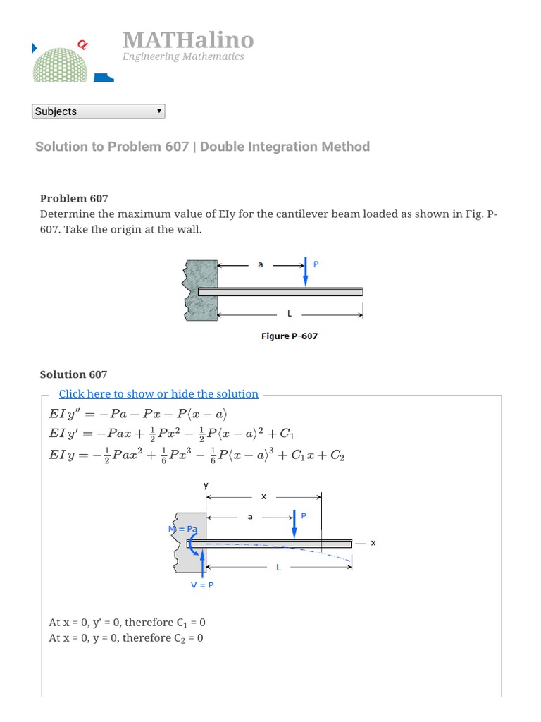 7 - Double Integration Method - Strength of Materials Review | PDF ...