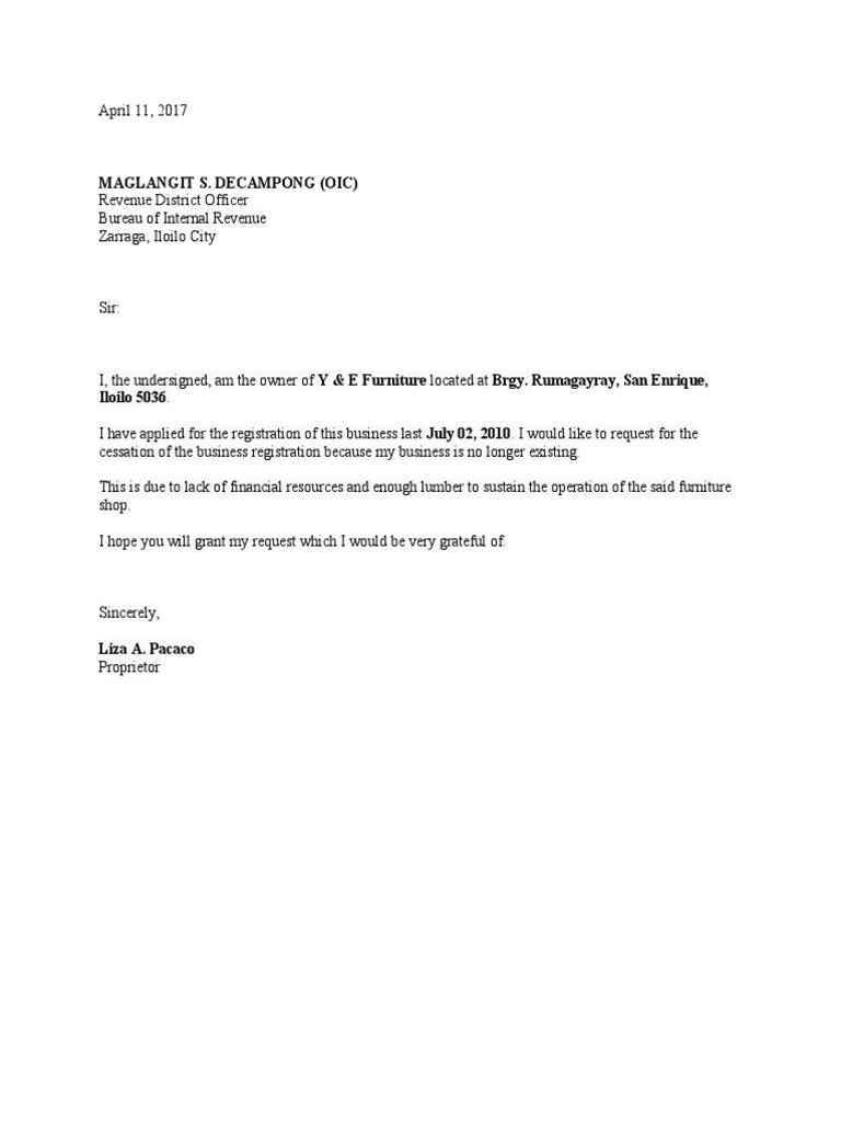 BIR Closure Letter | PDF | Law