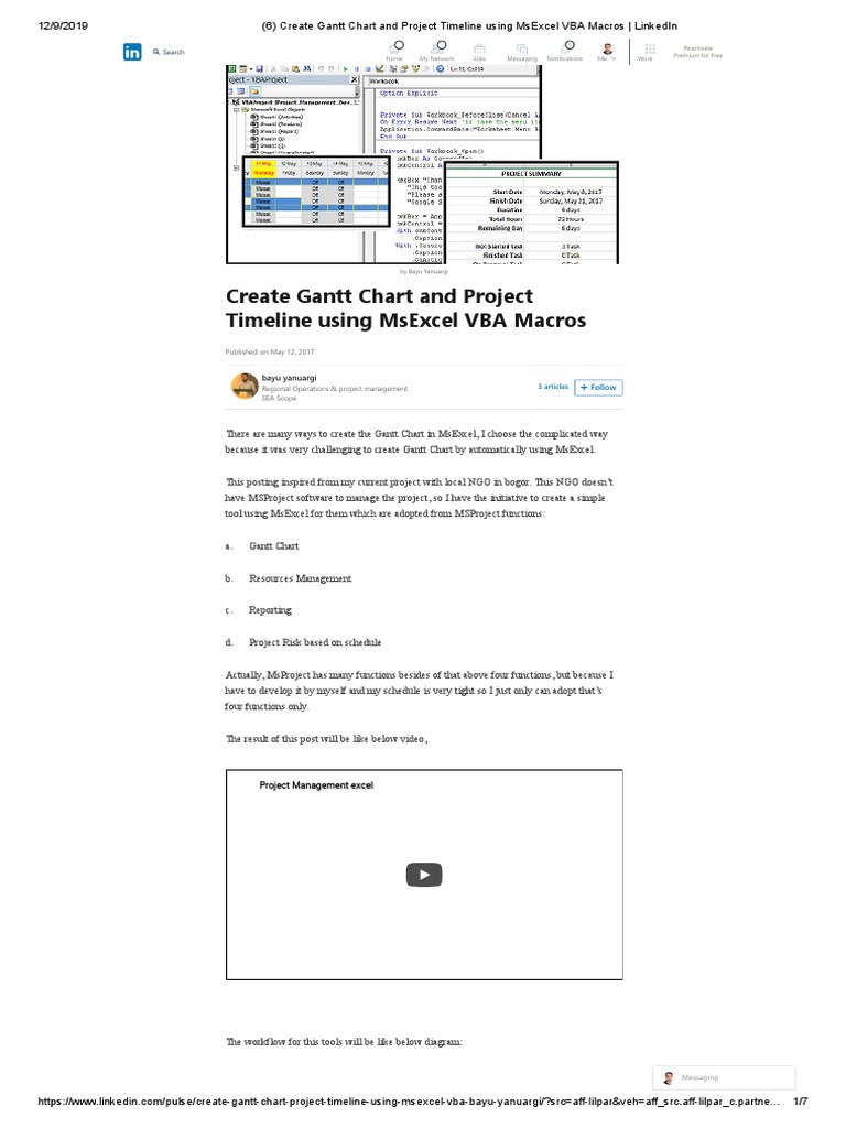 Create Gantt Chart and Project Timeline Using MsExcel VBA Macros ...