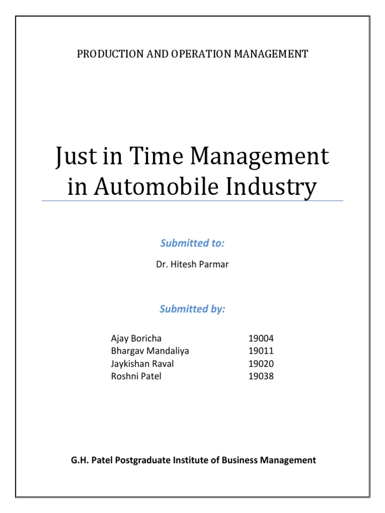 JIT Management in Automotive Industry | PDF | Inventory | Supply Chain ...