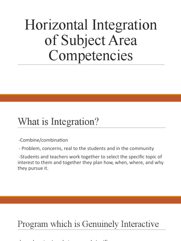 Horizontal Integration of Subject Area Competencies | PDF | Curriculum ...