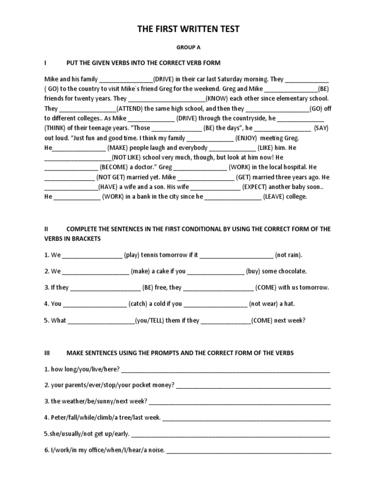 The First Written Test 8 A | PDF