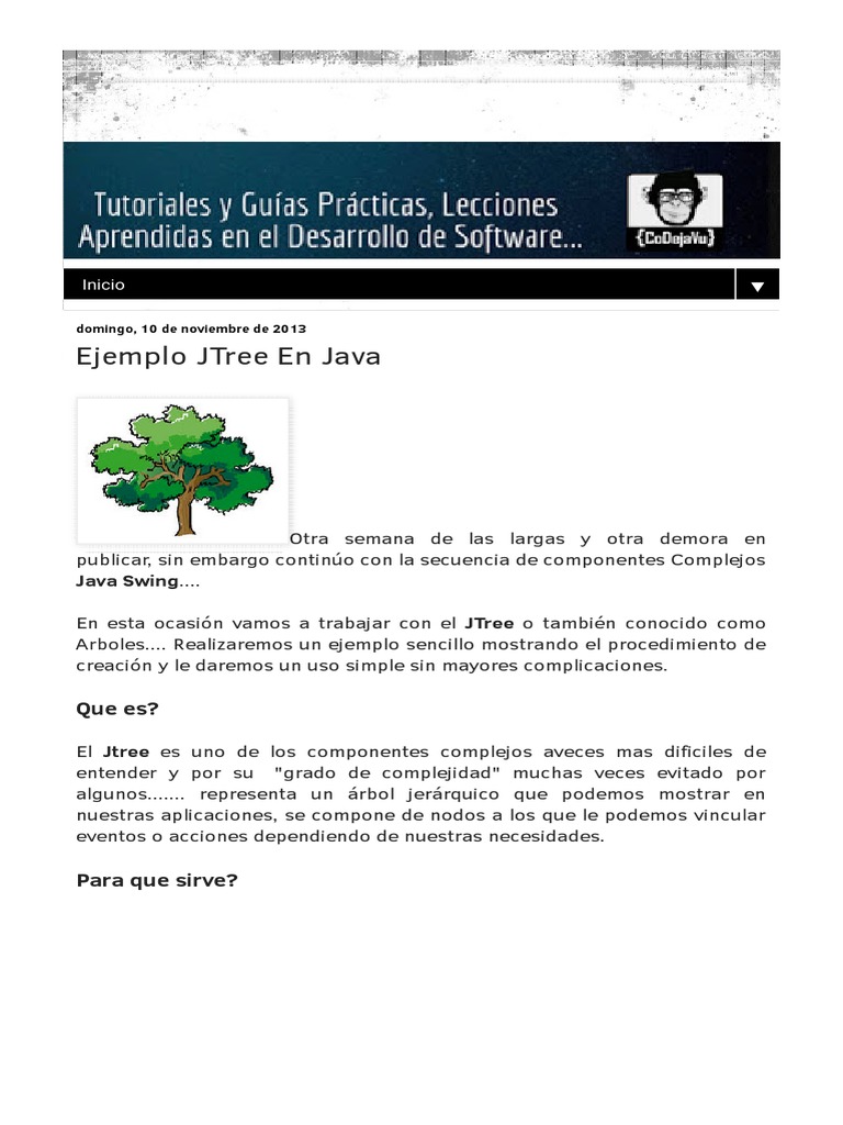 Ejemplo de JTree en Java Swing | PDF | Java (lenguaje de programación) | Plataforma Java