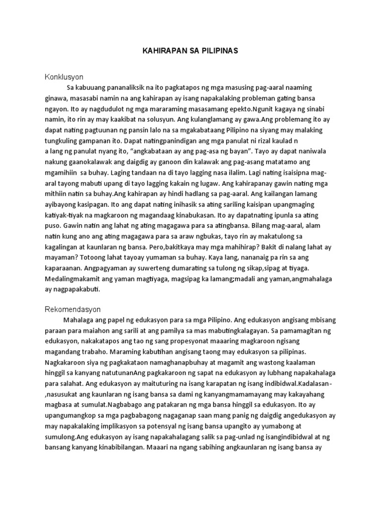 Kahirapan Sa Pilipinas | PDF