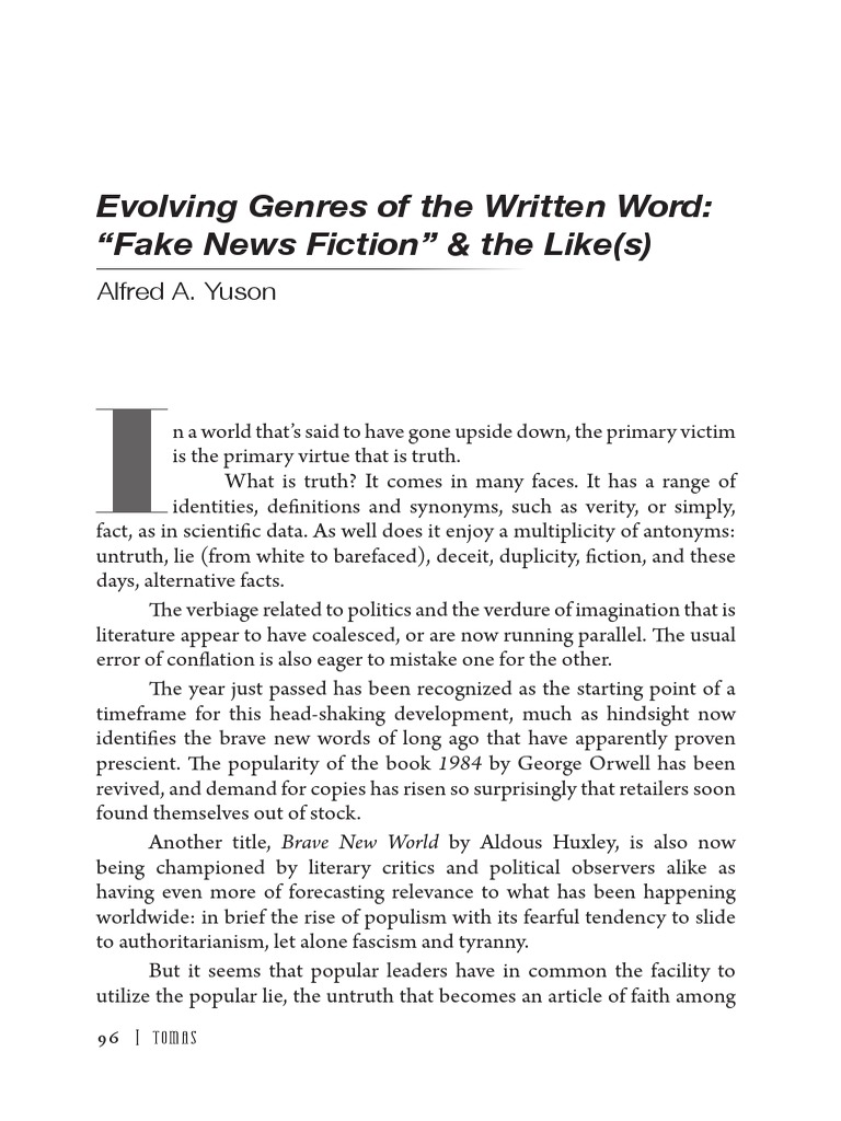 12 Evolving Genres of The Written Word Alfred A. Yuson | PDF | Populism ...