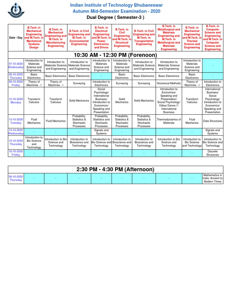 Time Table | PDF | Engineering | Machines