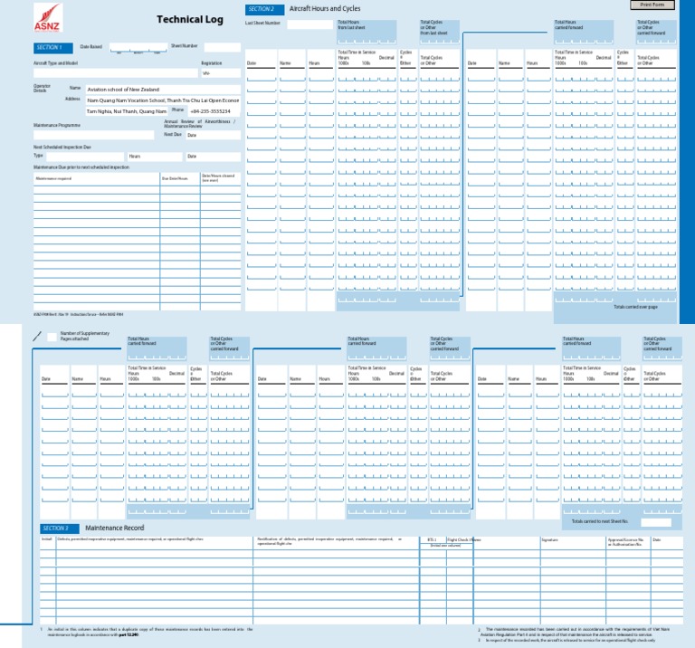 ASNZ Technical Log | PDF | Aviation Safety | Aerospace