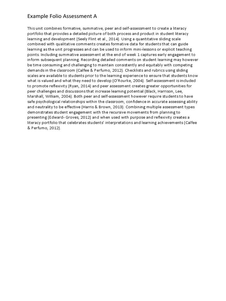 Folio Example Assessment A | PDF