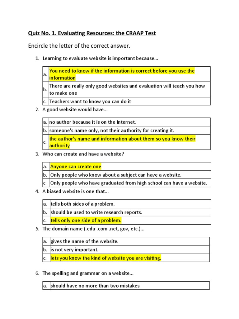 Encircle The Letter of The Correct Answer.: Quiz No. 1. Evaluating ...