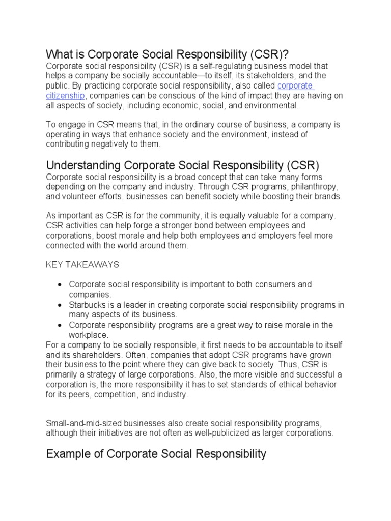 What Is Corporate Social Responsibility | PDF
