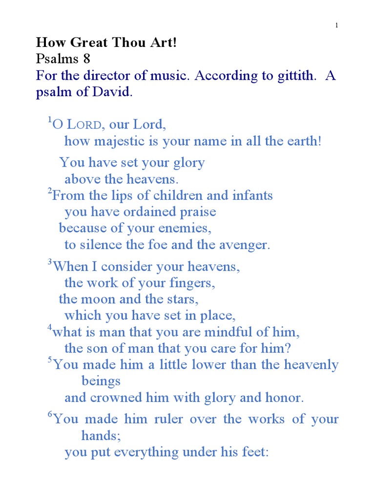 The Majesty of God Revealed: A Study of Psalm 8 | PDF | God | David
