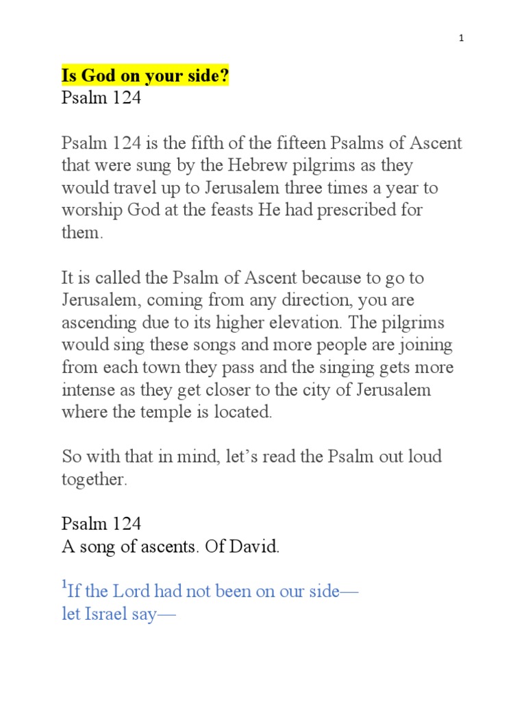 Psalm 124 | PDF | Shadrach, Meshach, And Abednego | The Exodus