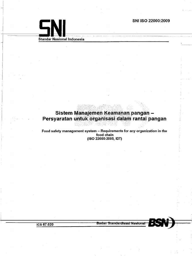 Sni Iso 22000 - 2009 PDF | PDF