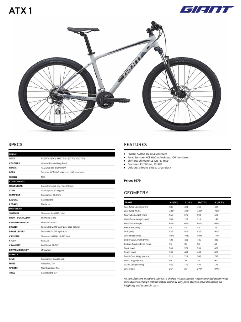 ATX 1 Mountain Bike Specifications and Features | PDF | Wheel | Vehicle ...