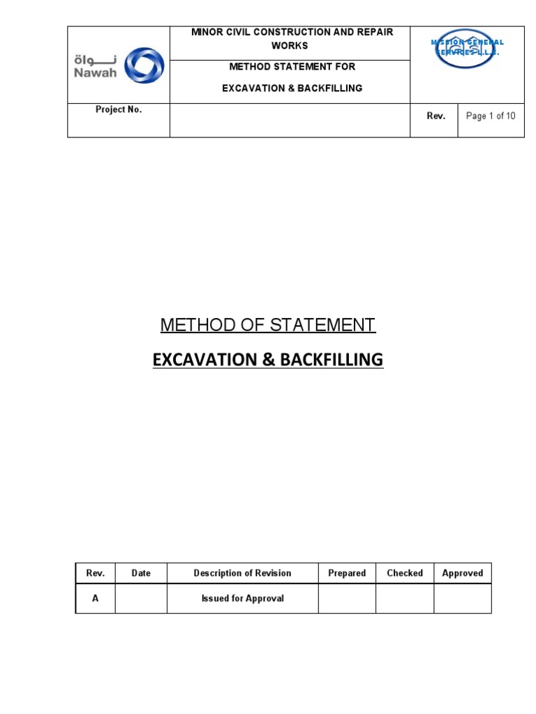 4.method Statement-Excavation & Backfilling | PDF | Nature
