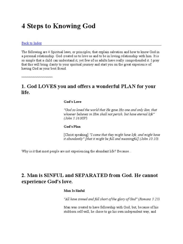 4 Steps To Knowing God | PDF | Born Again | Jesus