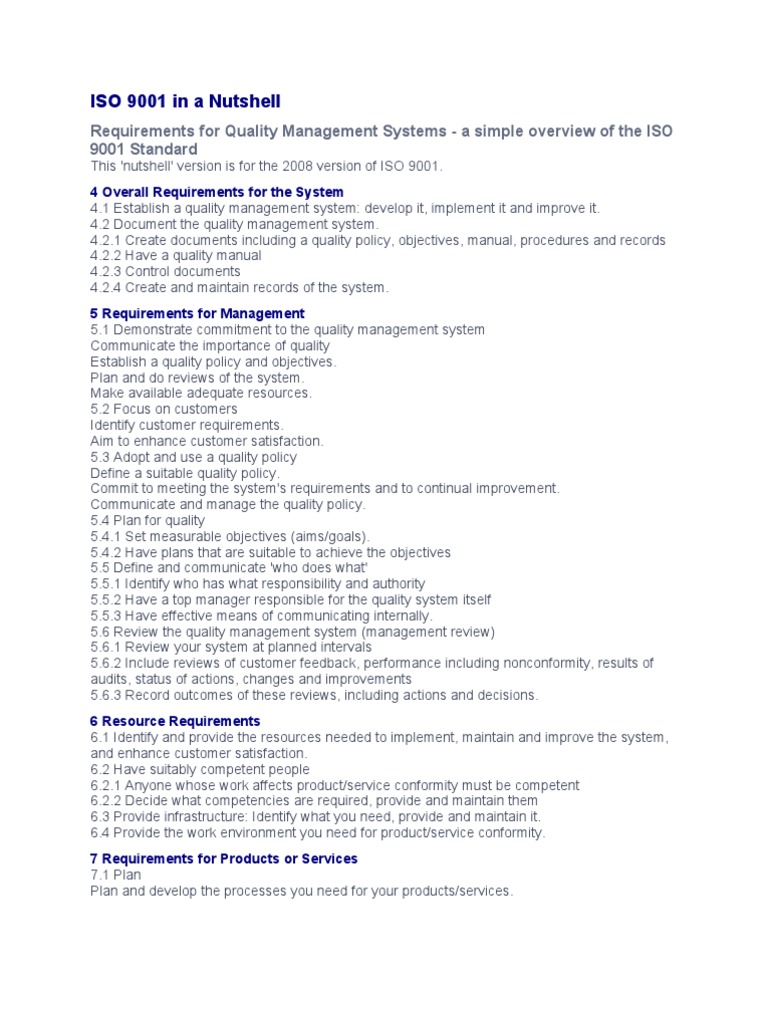 ISO 9001 in A Nutshell | PDF | Iso 9000 | Quality Management System