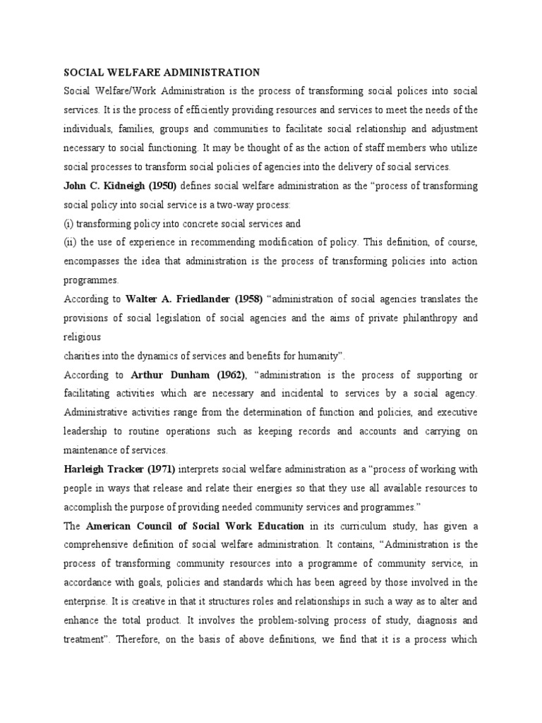 Translating Social Policy into Services: An Overview of the Key Concepts, Principles, Functions ...