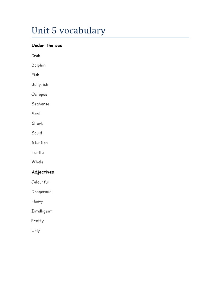 Unit 5 Vocabulary HF3 | PDF