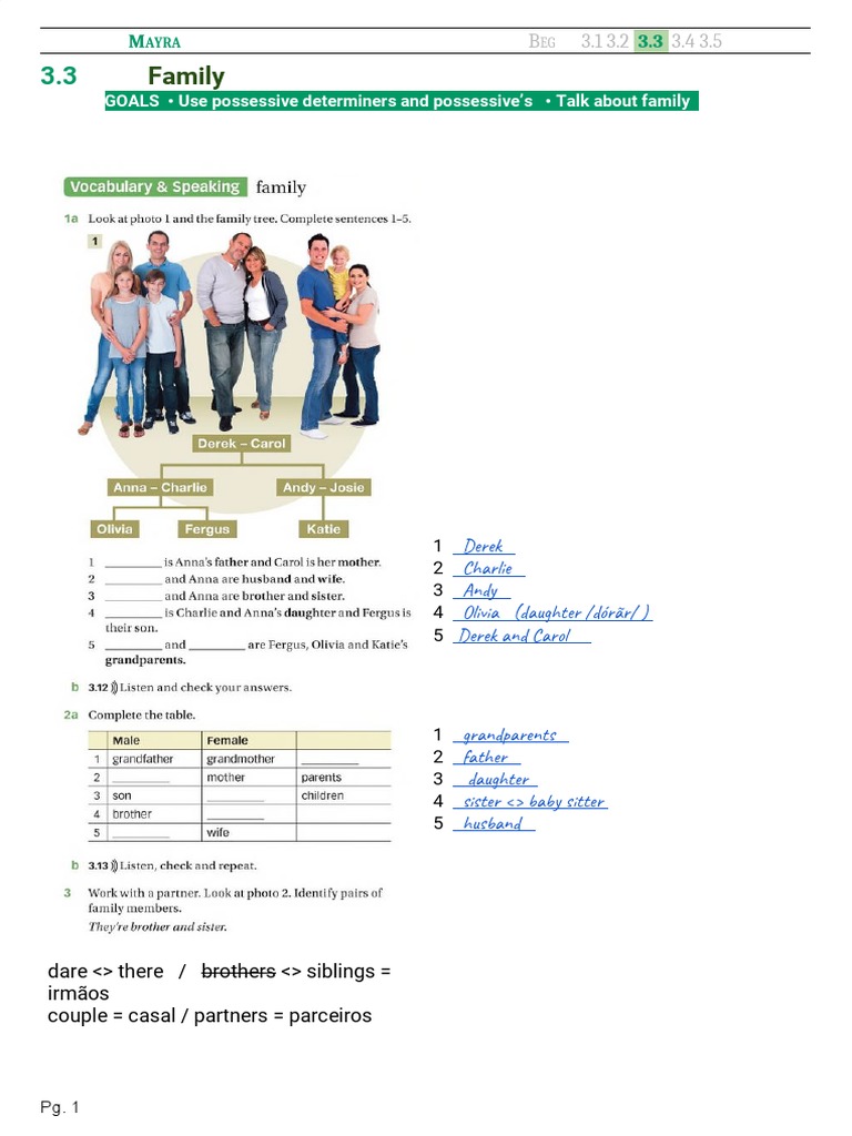 Exploring Family Relationships Through Possessive Determiners and ...