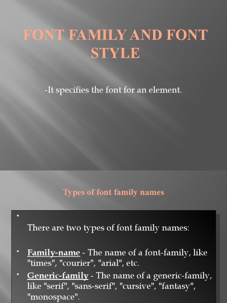 Font Family and Font Style | PDF
