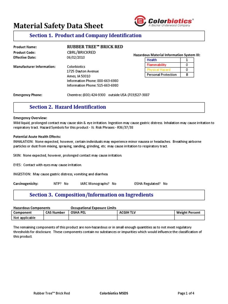 Material Safety Data Sheet: Section 1. Product and Company ...