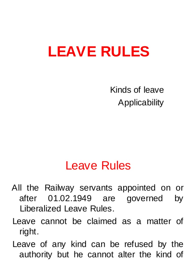 Leave Rules | PDF | Apprenticeship | Parental Leave