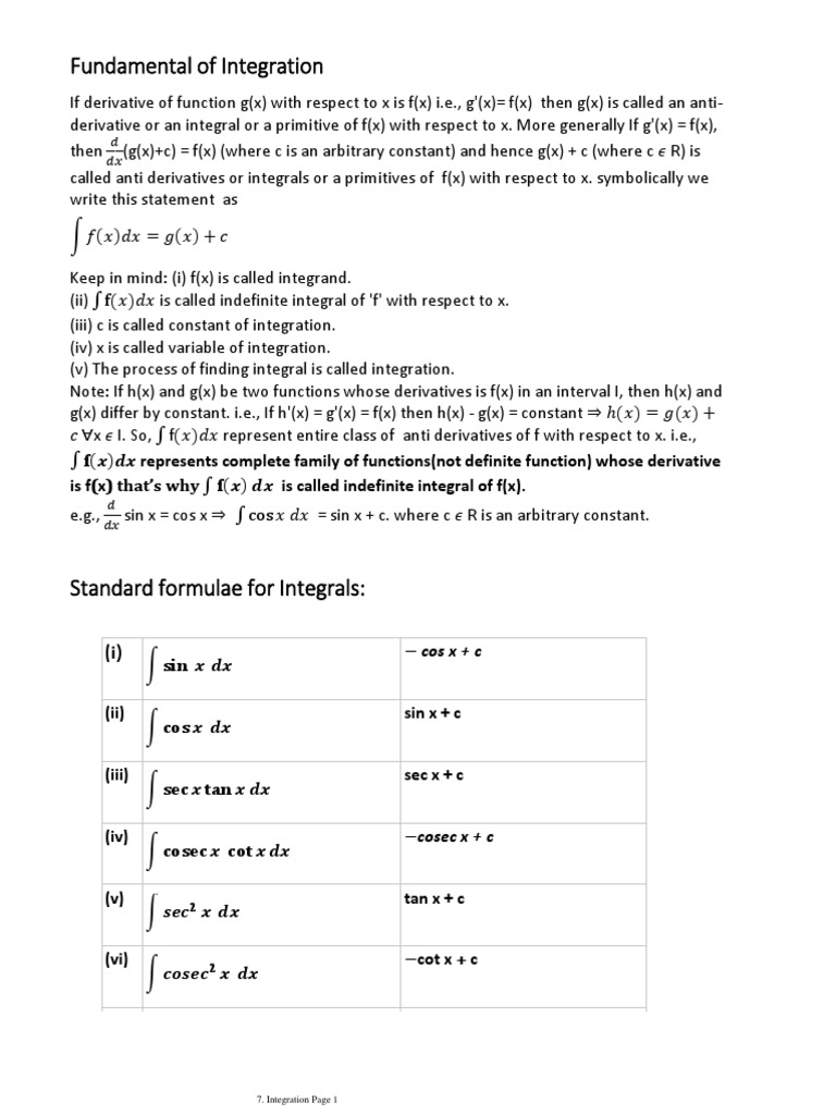Integration | PDF | Fraction (Mathematics) | Integral
