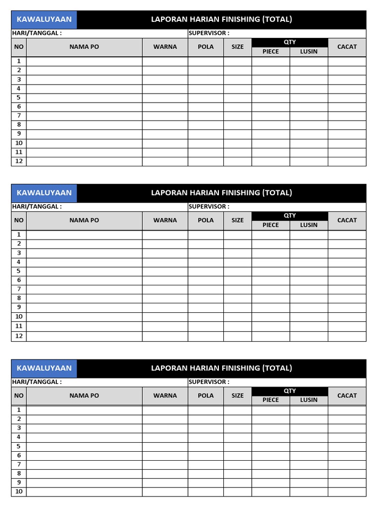 Daily Finishing Report | PDF