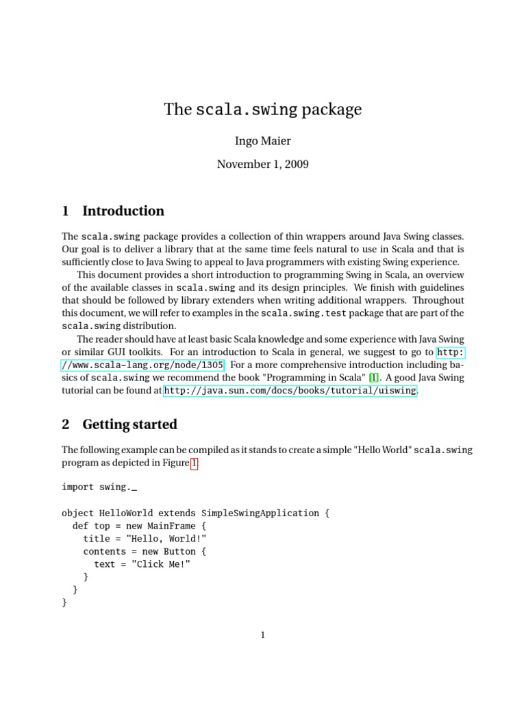 Scala Swing Design | PDF | Scala (Programming Language) | Method (Computer Programming)