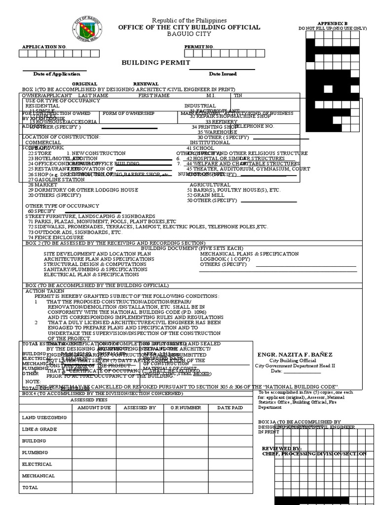 Building Permit Application Form | PDF | Specification (Technical ...