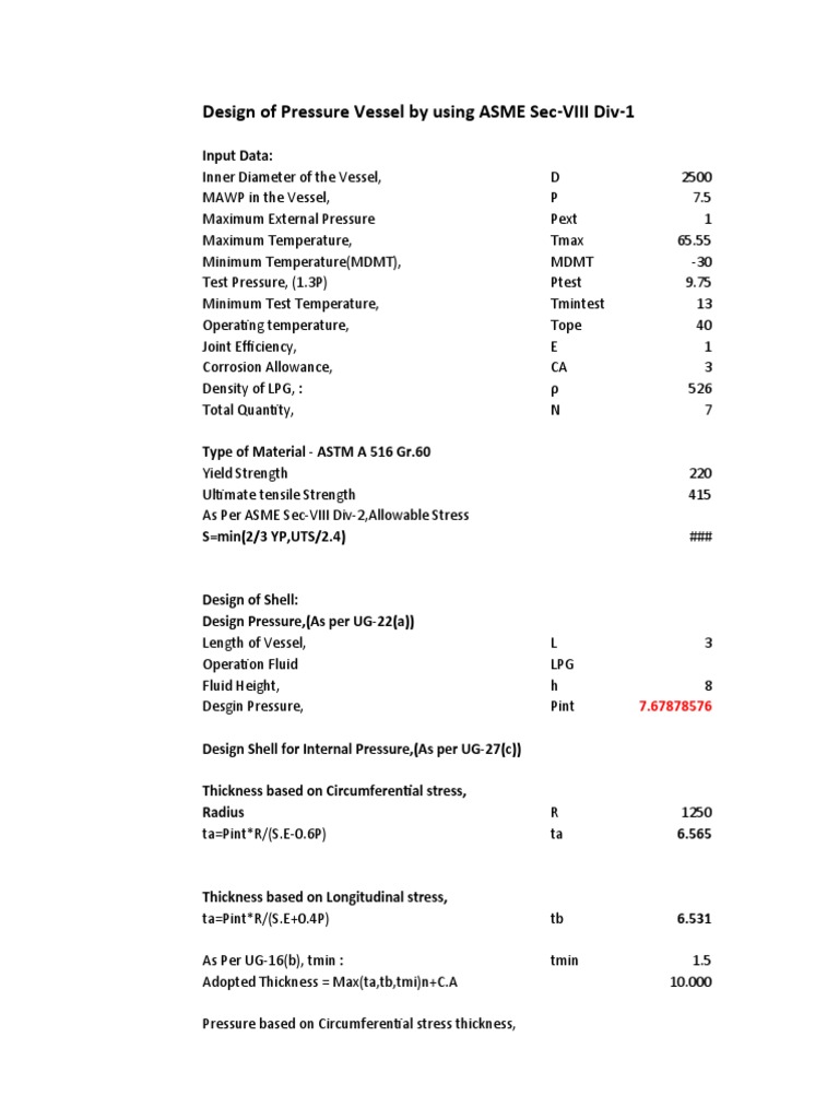 Design of Pressure Vessel by Using ASME Sec-VIII Div-1 | PDF | Chemical ...