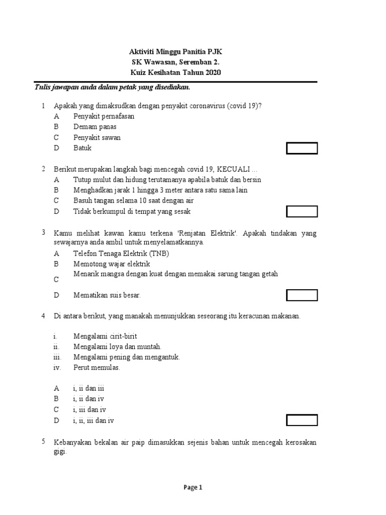 Soalan Kuiz PJK | PDF | Ilmu Sosial